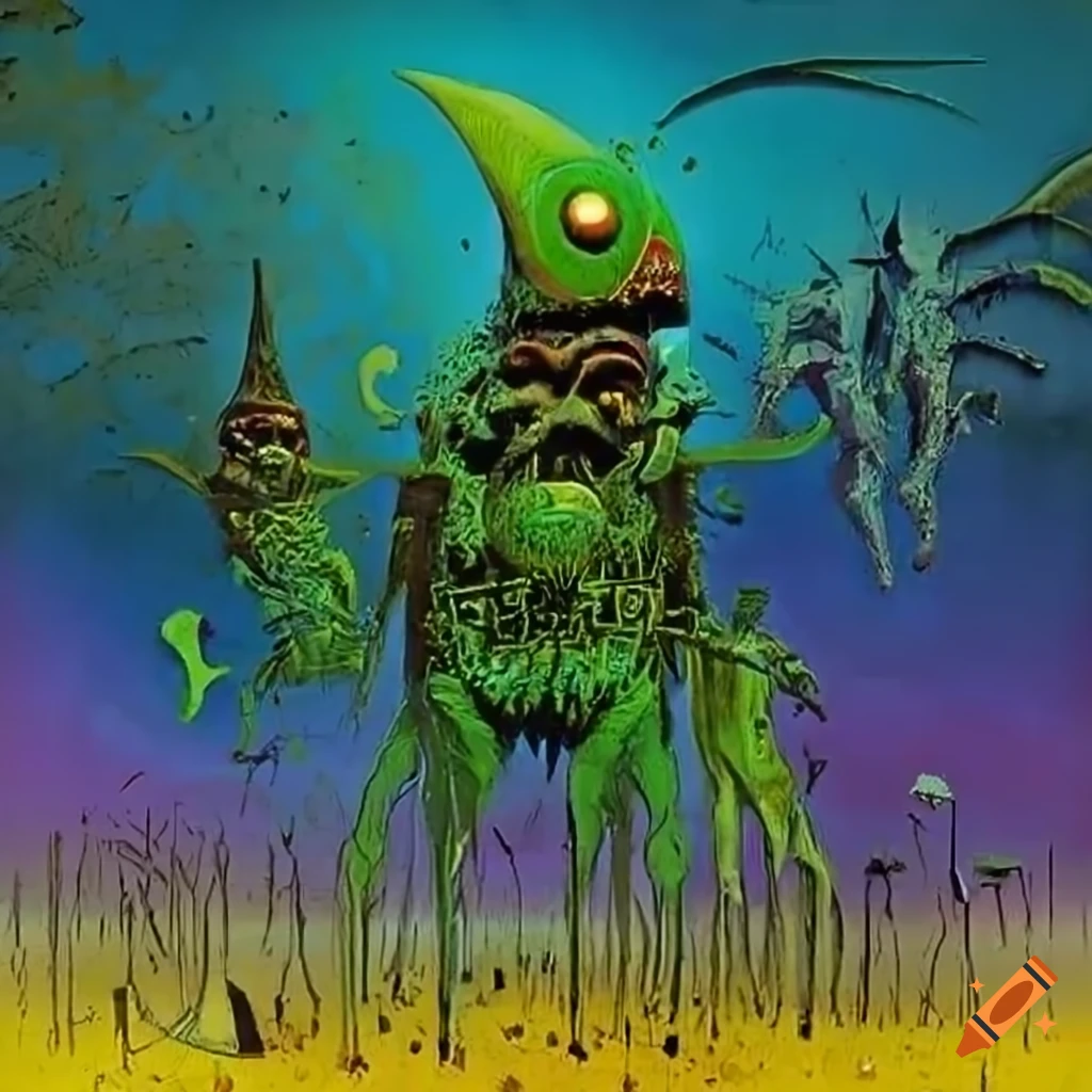 Zdzislaw Beksinski jungle painting with native Salish creature motifs ...