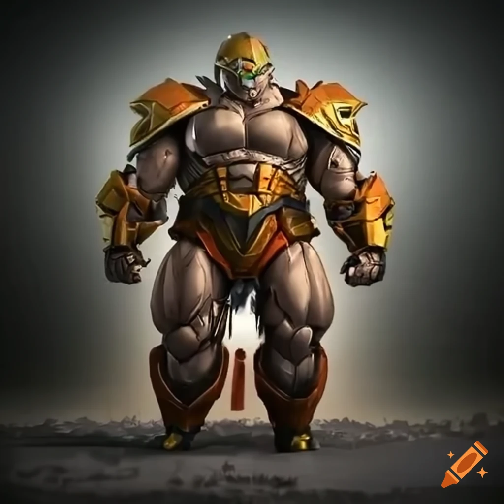 Super saiyan brute armored centurion knight in full body armor on Craiyon