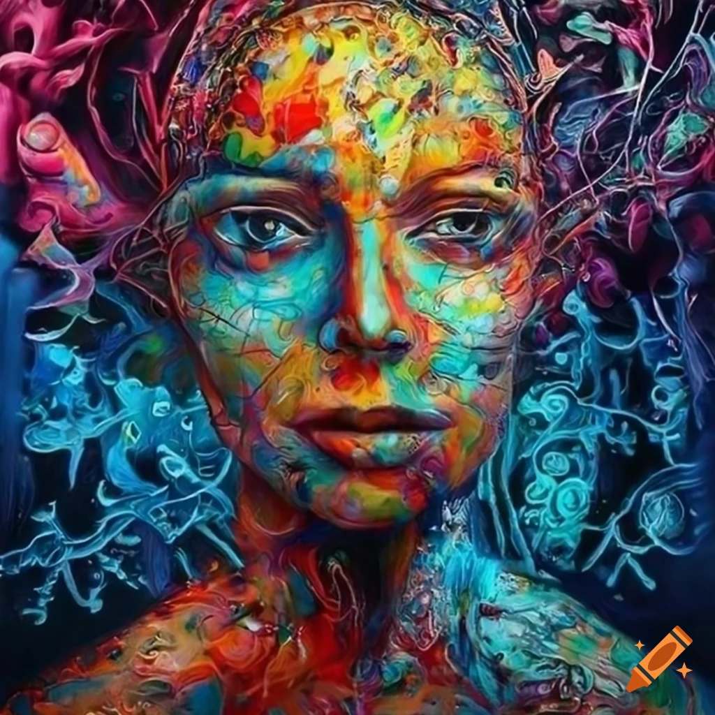 Composition of 200 abstract paintings forming a surreal masterpiece on ...