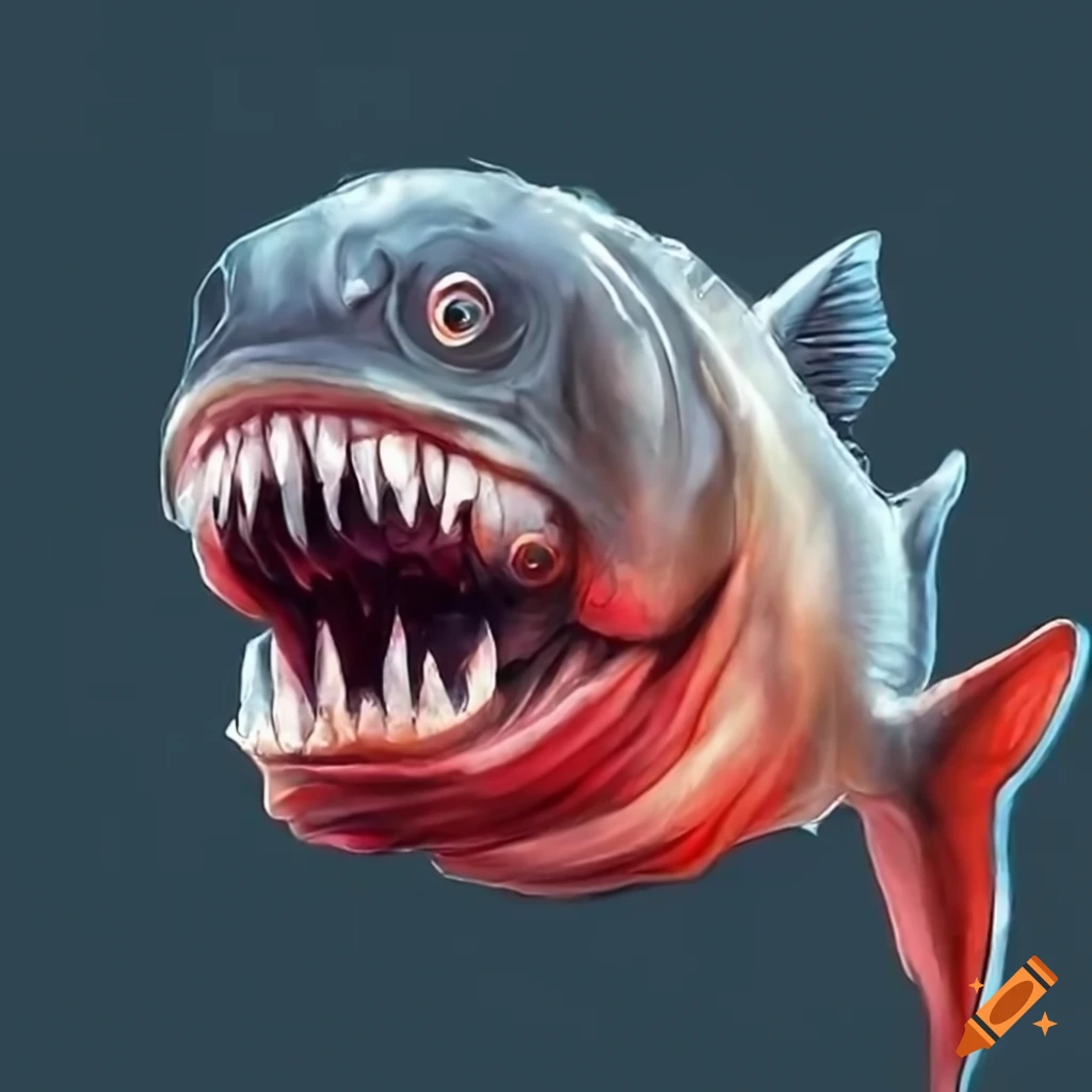 Real piranha with sharp teeth on Craiyon