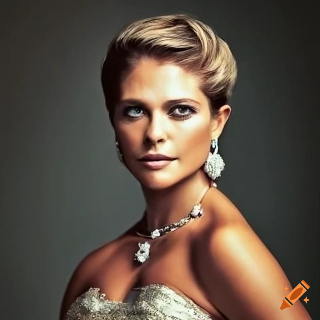 Swedish princess madeleine with a stylish pixie cut on Craiyon