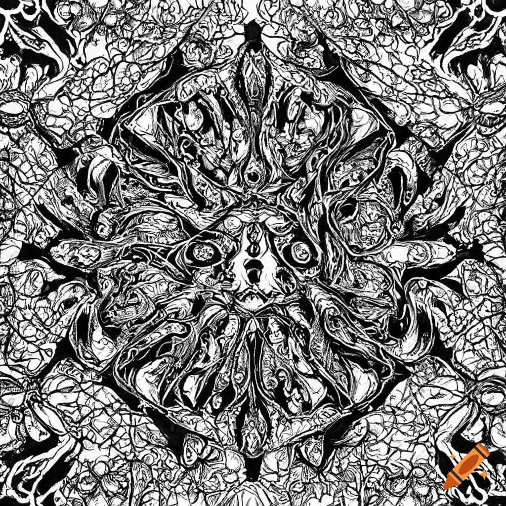 Intricately designed creature logo from the band Therion on Craiyon