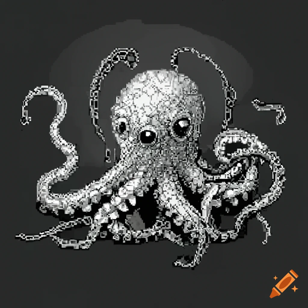 Pixel art of a psychic octopus monster on Craiyon