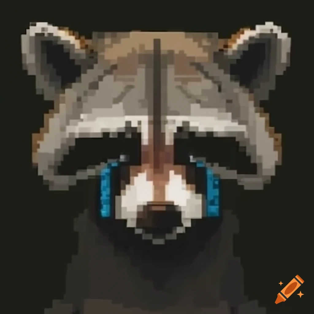 8-bit raccoon crying with teardrops on Craiyon