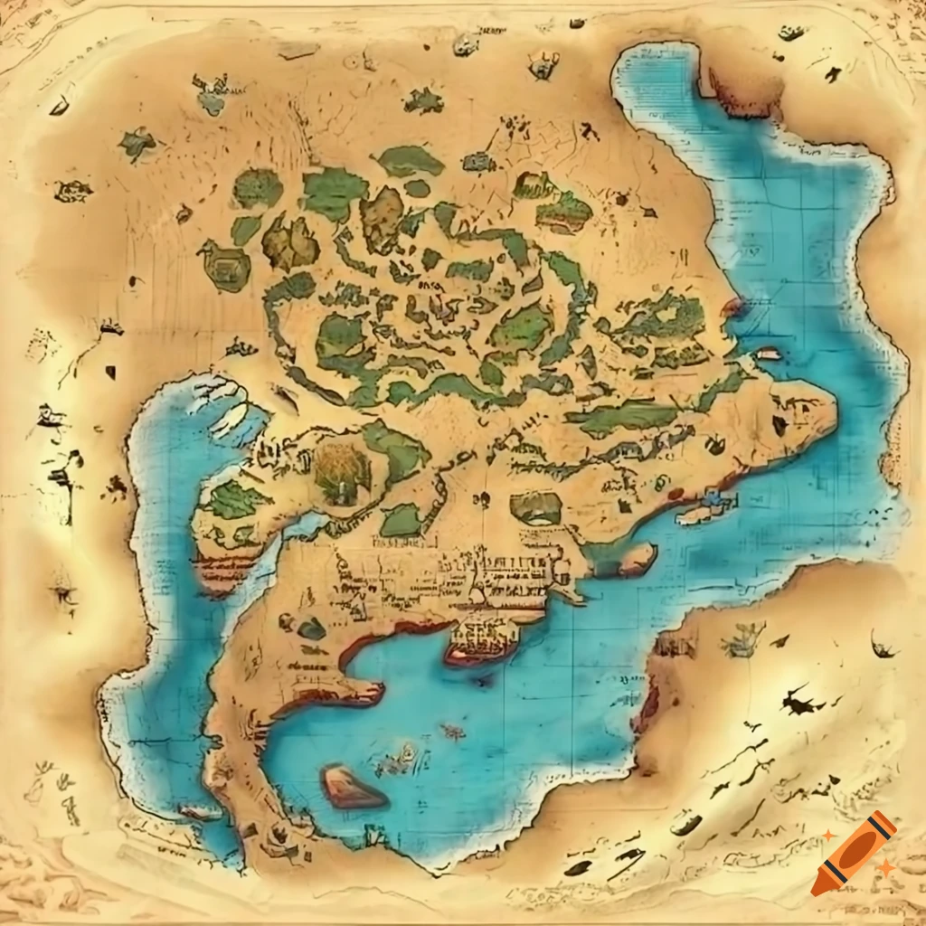 Detailed topographical fantasy map of the ancient aegean world on Craiyon