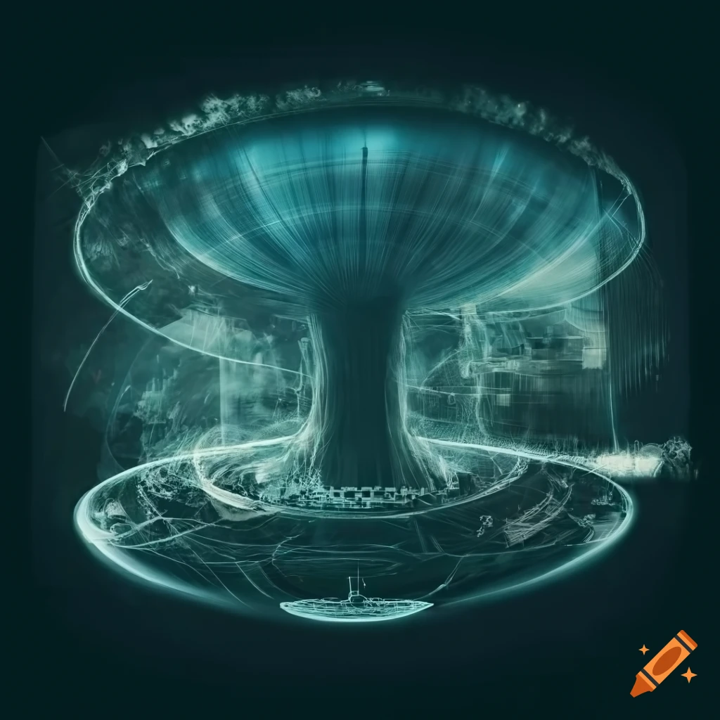 Palma tree and ufo in lush green jungle with dramatic lighting, scifi ...