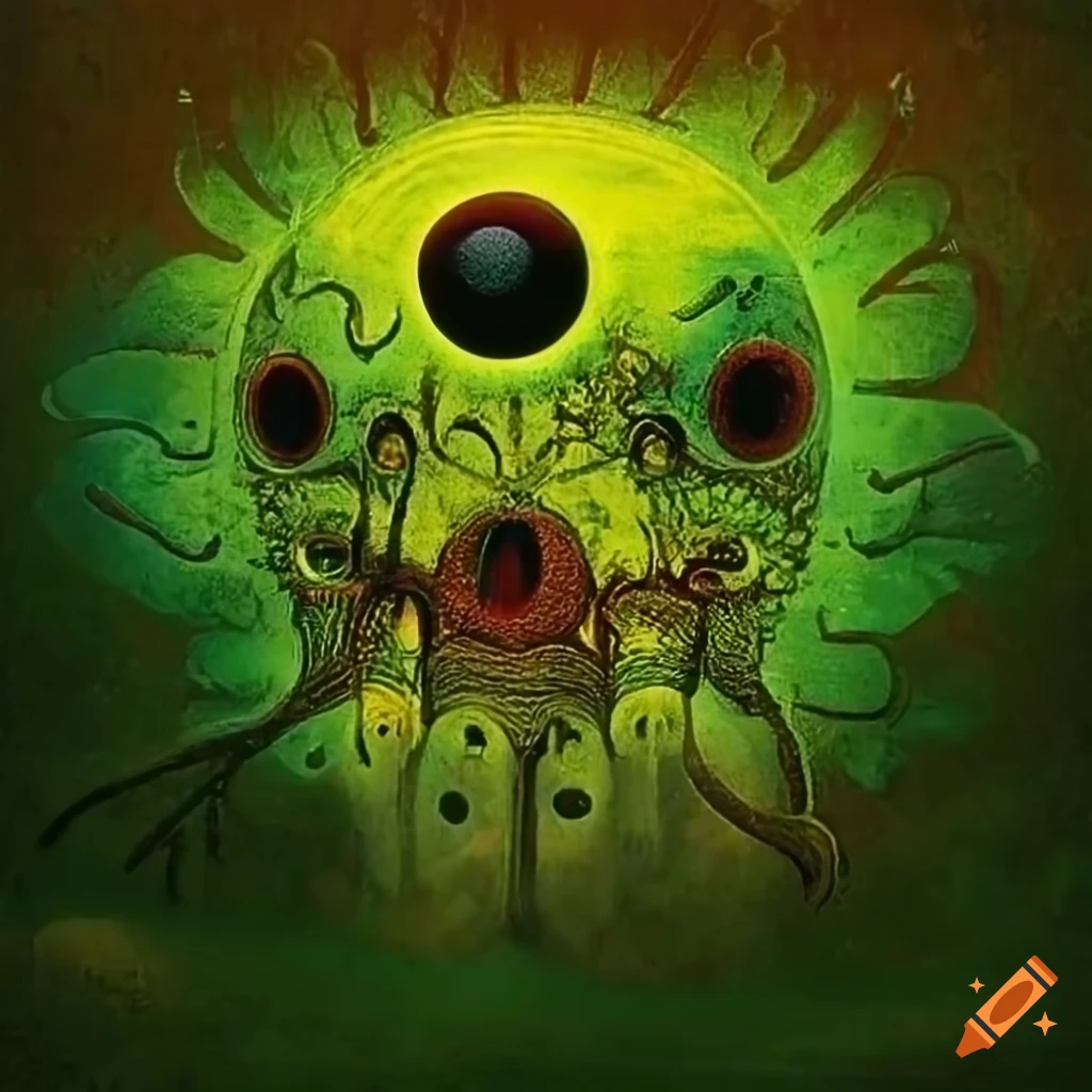 Zdzislaw Beksinski jungle painting with native Salish creature motifs ...