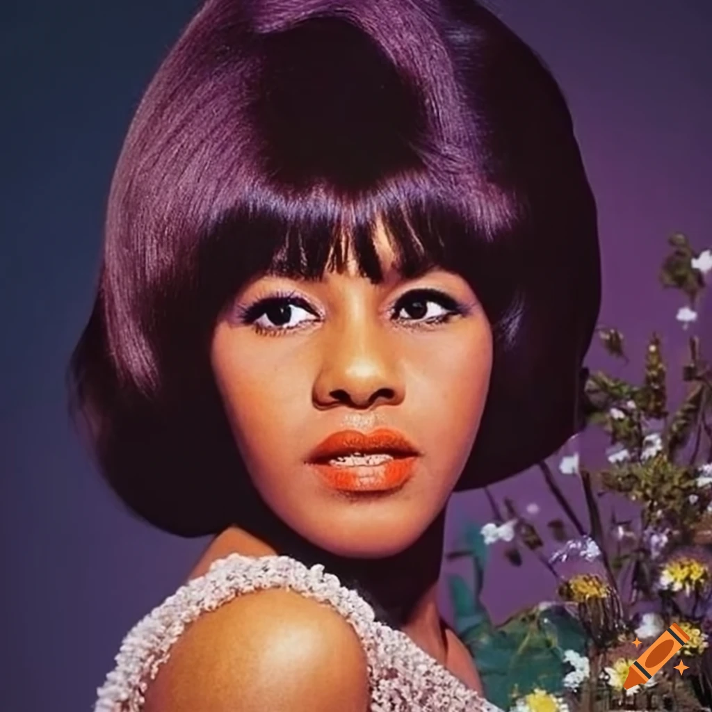 Estelle Bennett of The Ronettes in a sunset setting surrounded by wild ...