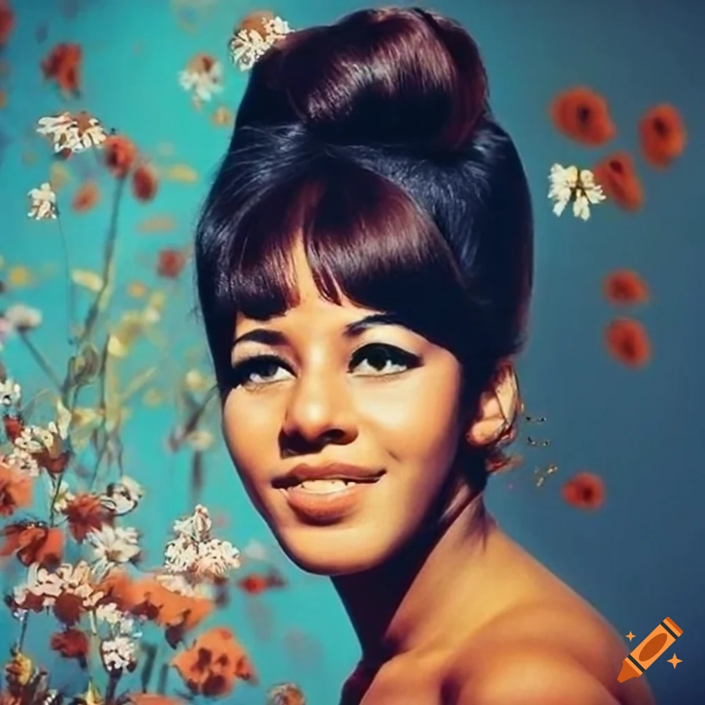 Estelle bennett of the ronettes in a sunset field with wild flowers on ...