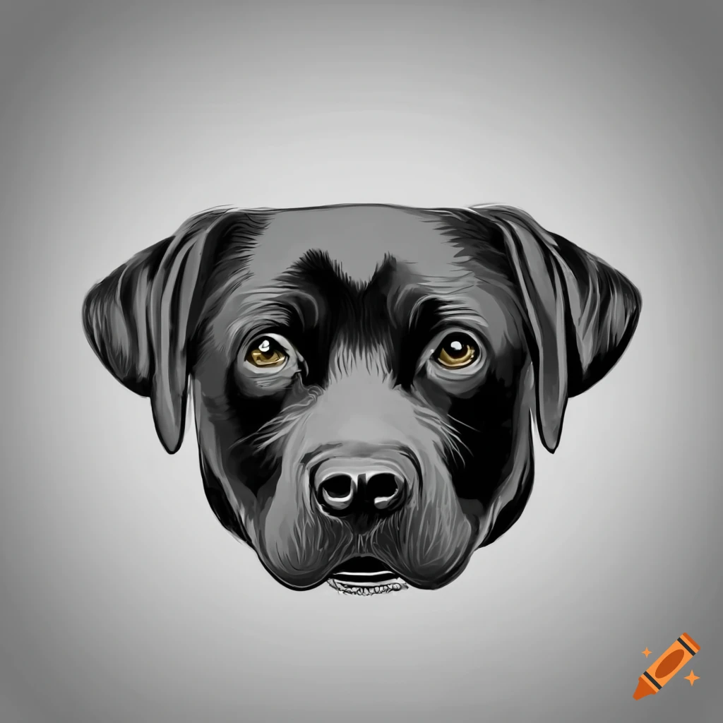 Black and white fineline portrait of a labrador retriever for coloring ...