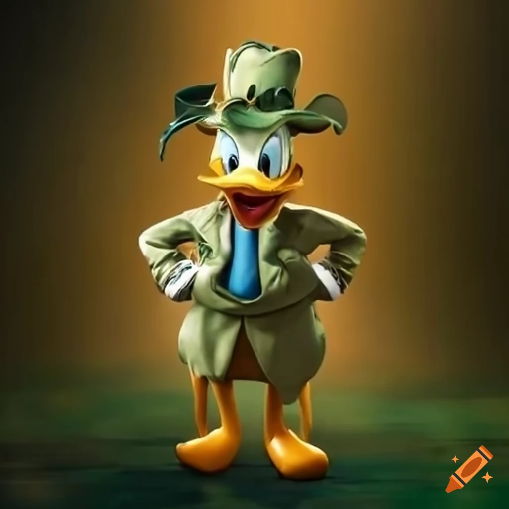 Donald Duck in a safari suit exploring the African jungle on Craiyon
