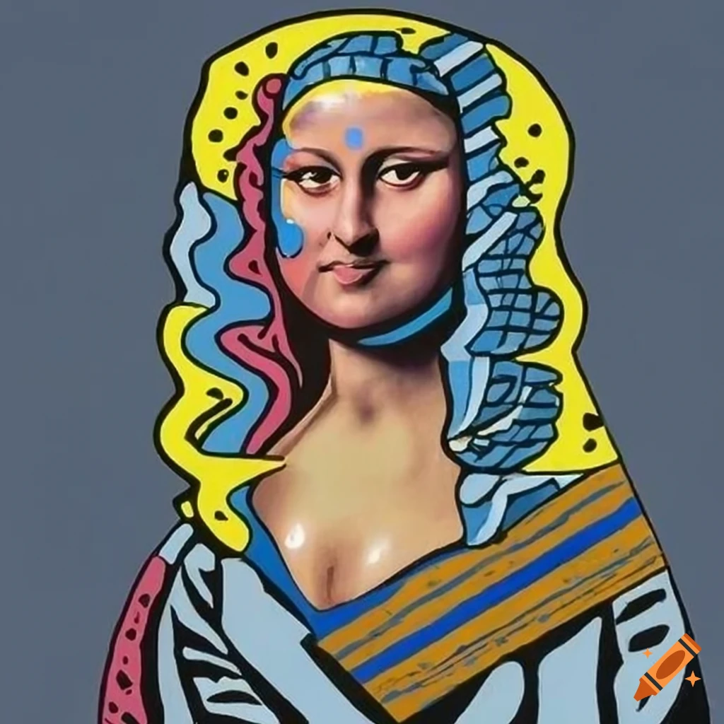 Warhol-style Mona Lisa with an Afro by Roy Lichtenstein on Craiyon
