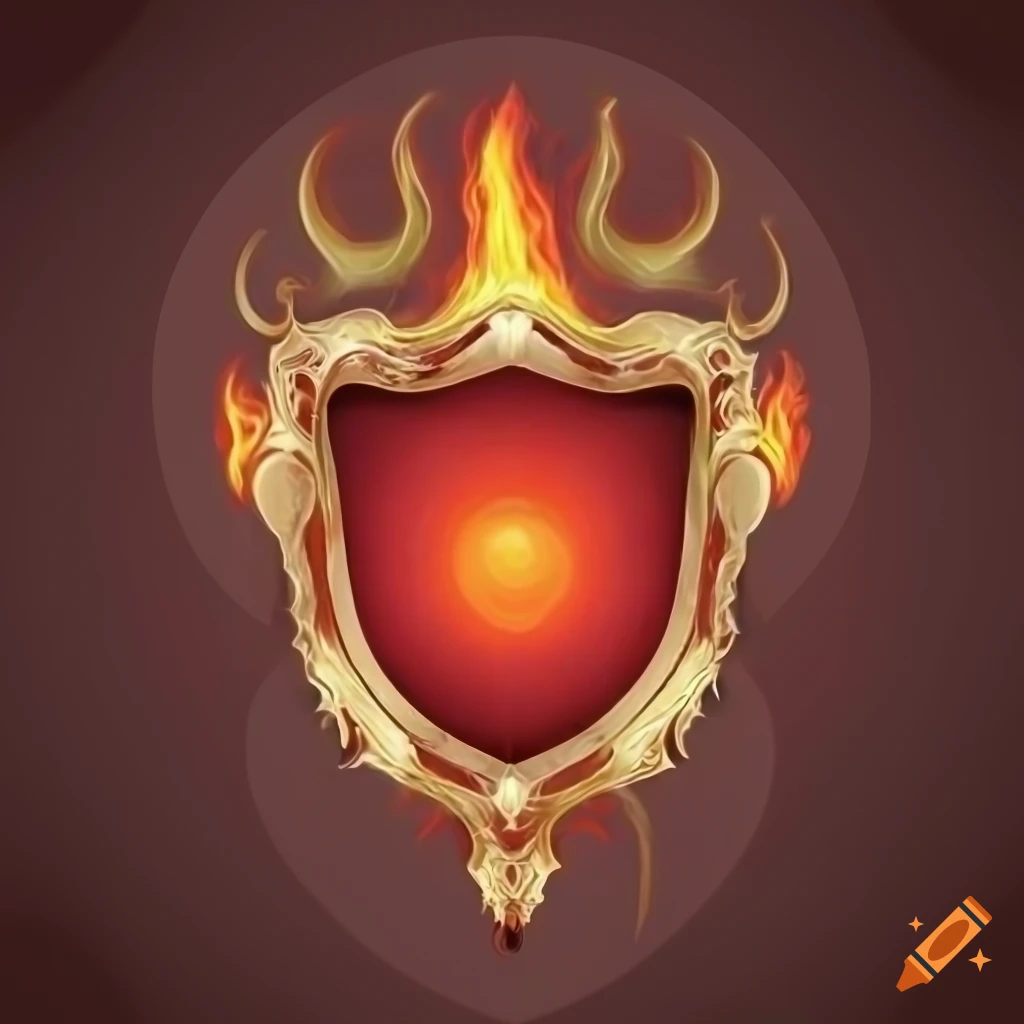 Elementalist (fire) in deep red and gold with a shield and flaming ...