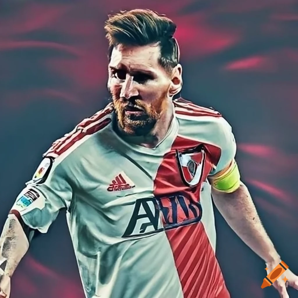 Messi wearing river plate's jersey on Craiyon