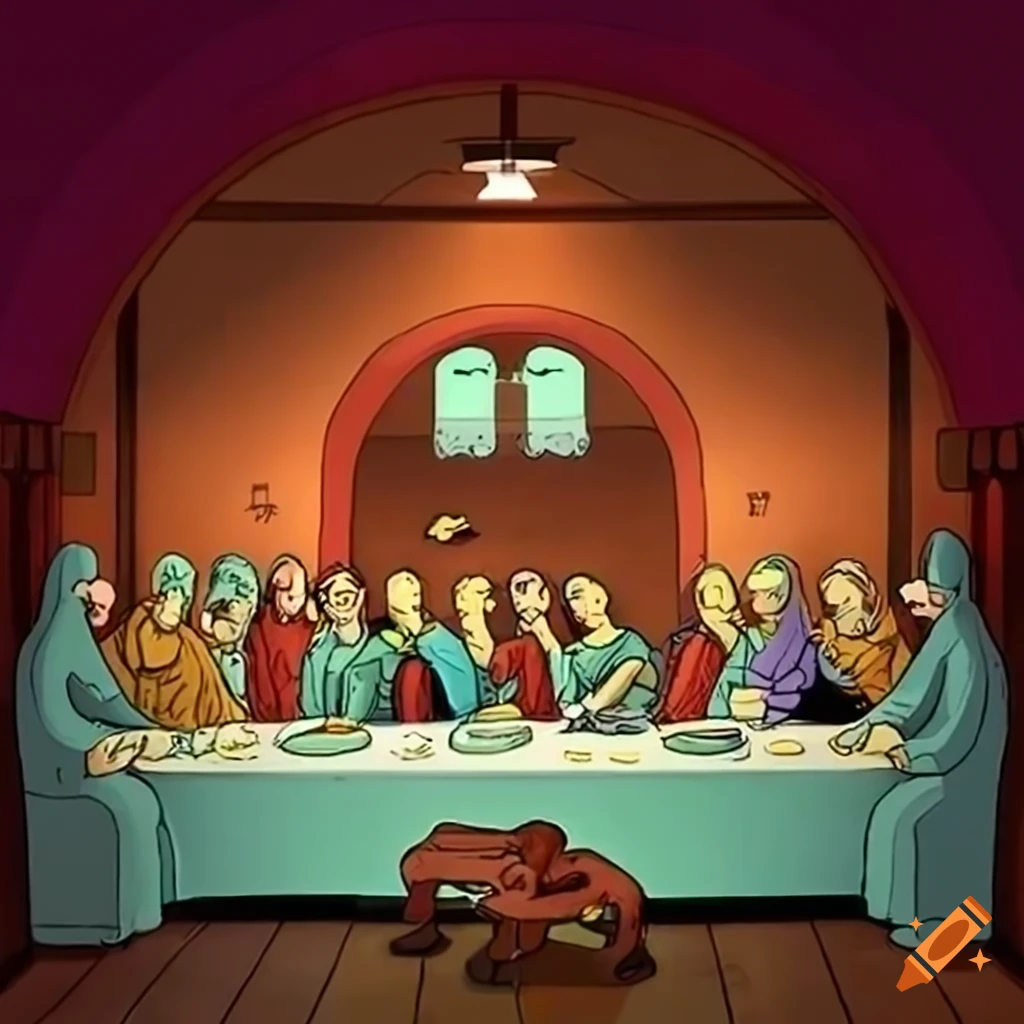 Humorous version of The Last Supper with Futurama robots on Craiyon