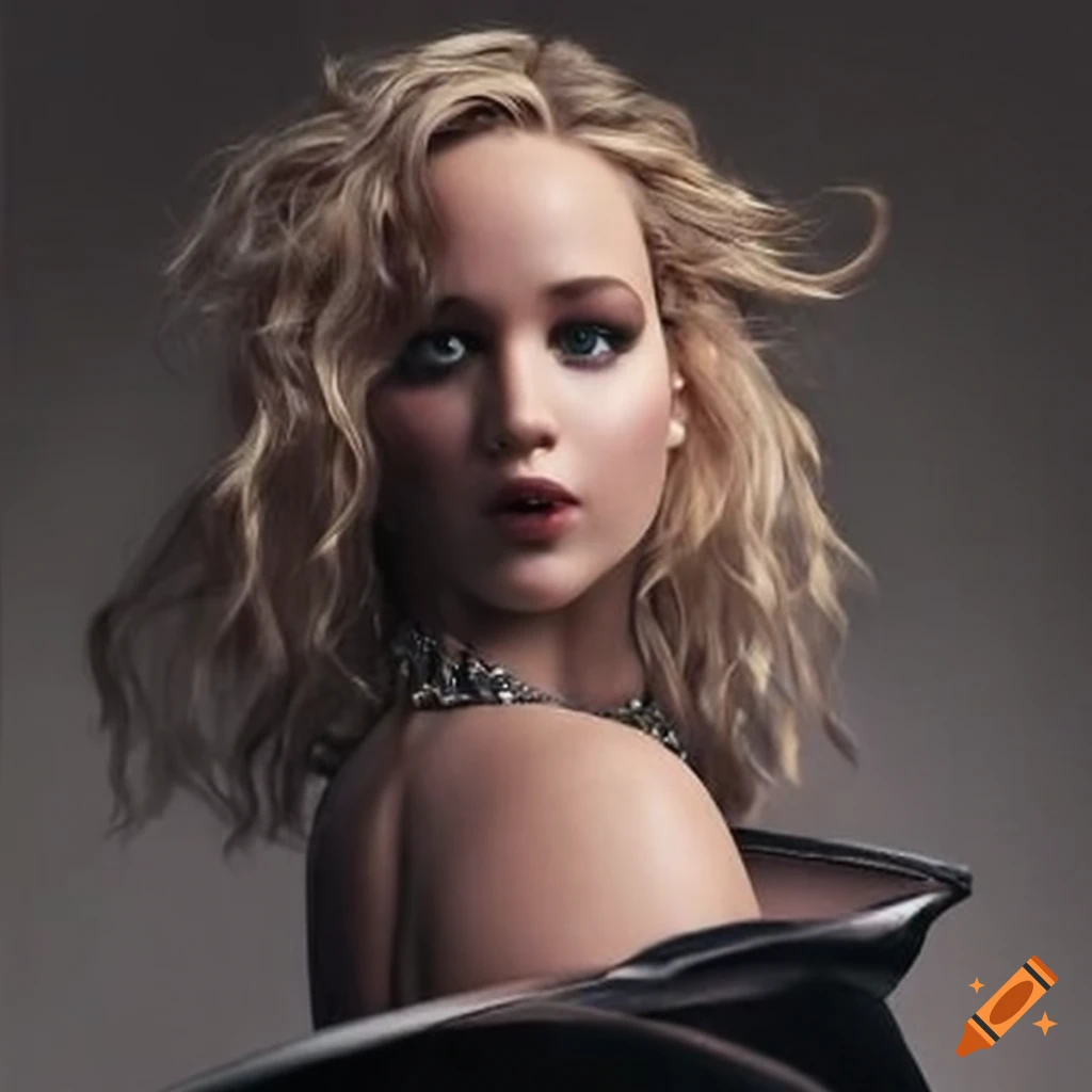 Runway model resembling jennifer lawrence on Craiyon