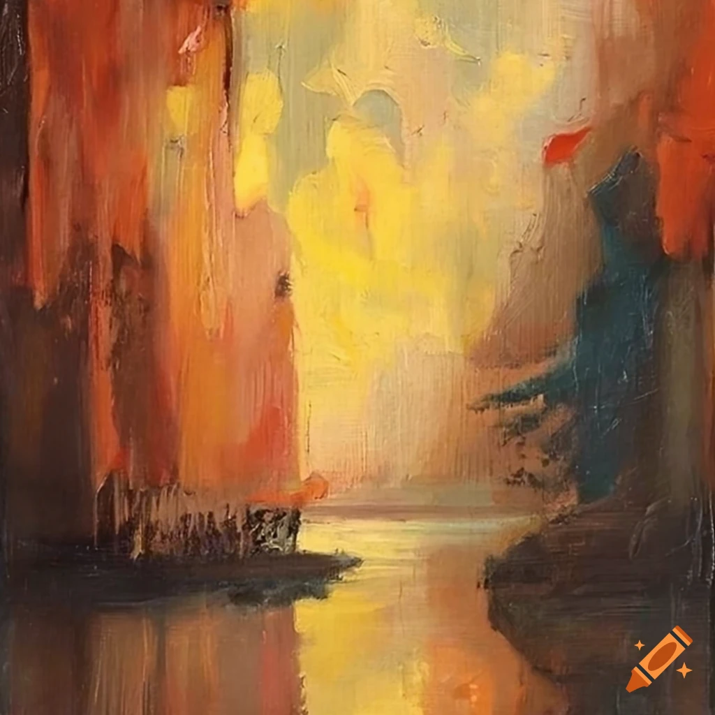 Fine abstract expressionistic oil painting depicting organic life ...