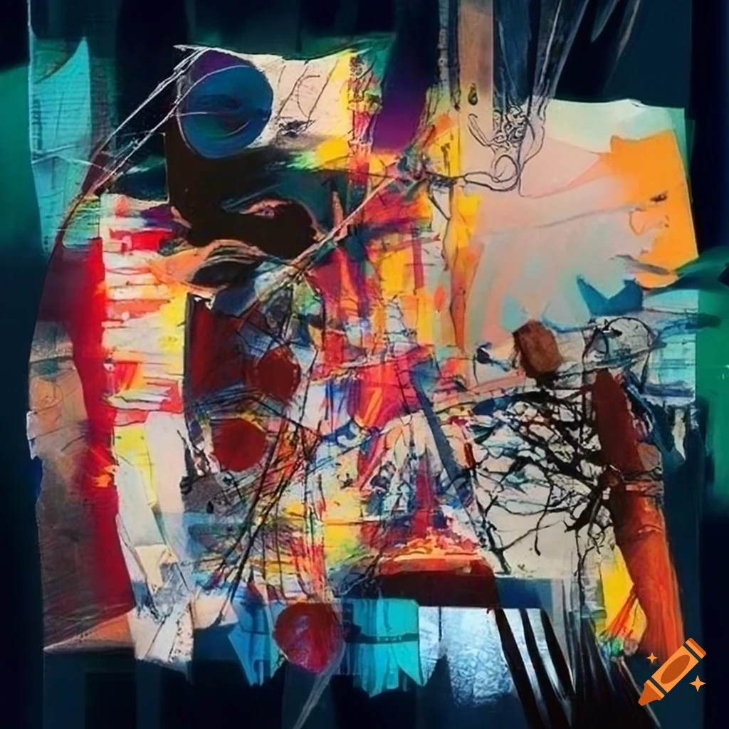 Abstract painting with chaotic composition and dreamlike atmosphere on Craiyon