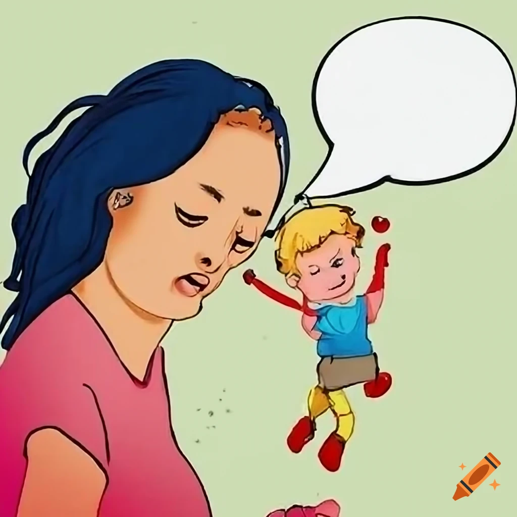 Funny Tired Mom Cartoon