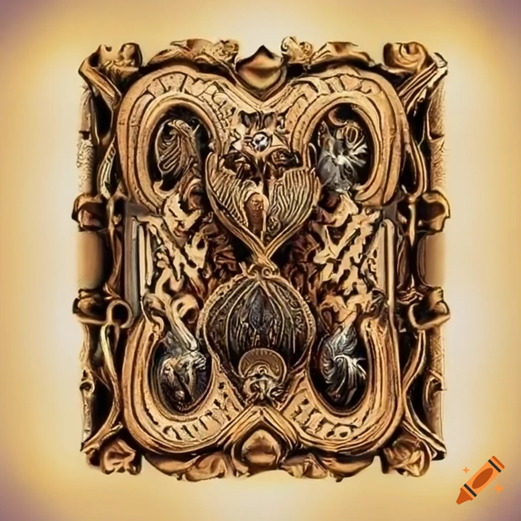 Intricate bronze card backs design on Craiyon