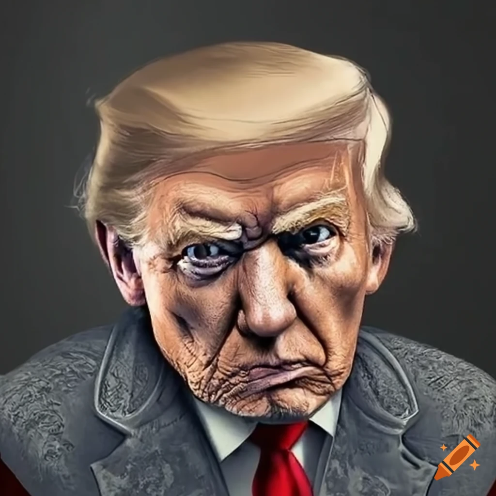 Satirical depiction of a person with a creepy old man face on Craiyon