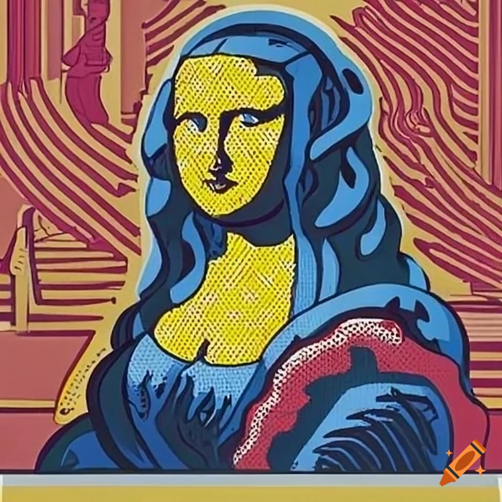 Artistic interpretation of mona lisa by roy lichtenstein on Craiyon