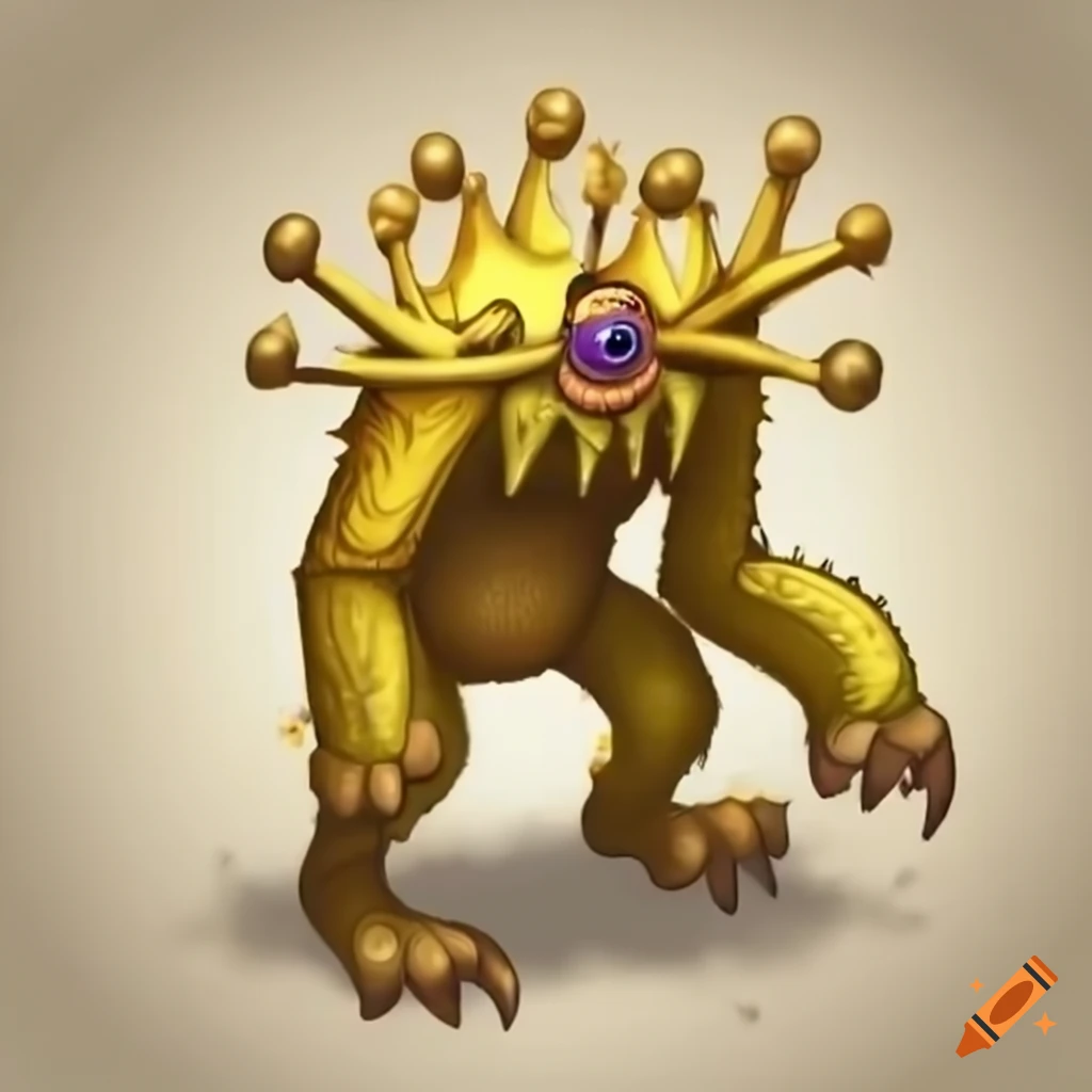 My Singing Monsters Golden King with Crown creature on Craiyon