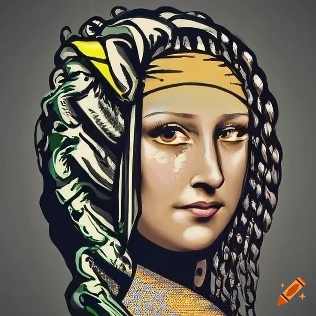 Mona lisa with cornrows hairstyle by roy lichtenstein on Craiyon