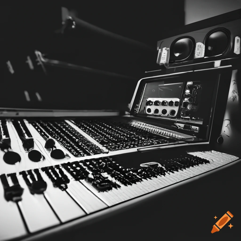 Animated music recording studio on Craiyon