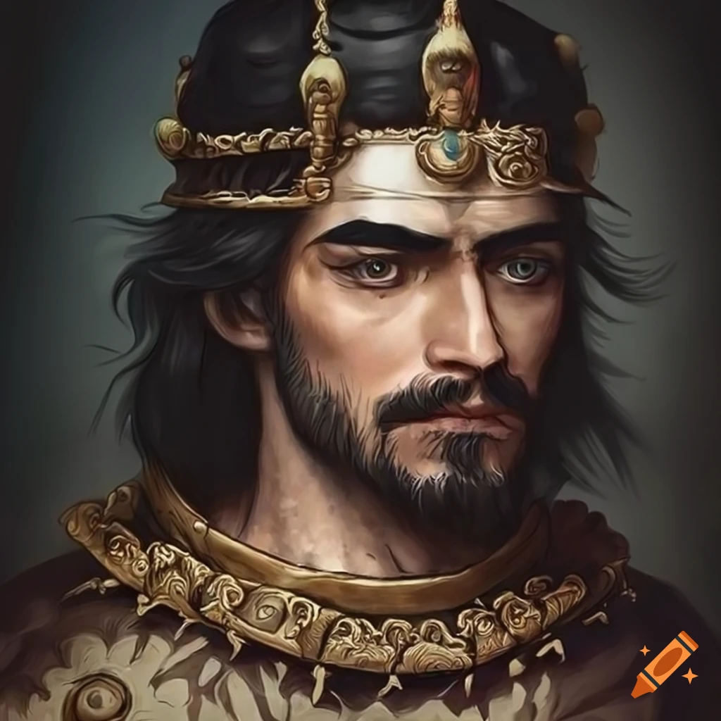 Highly detailed art of a royal man with dark hair on Craiyon