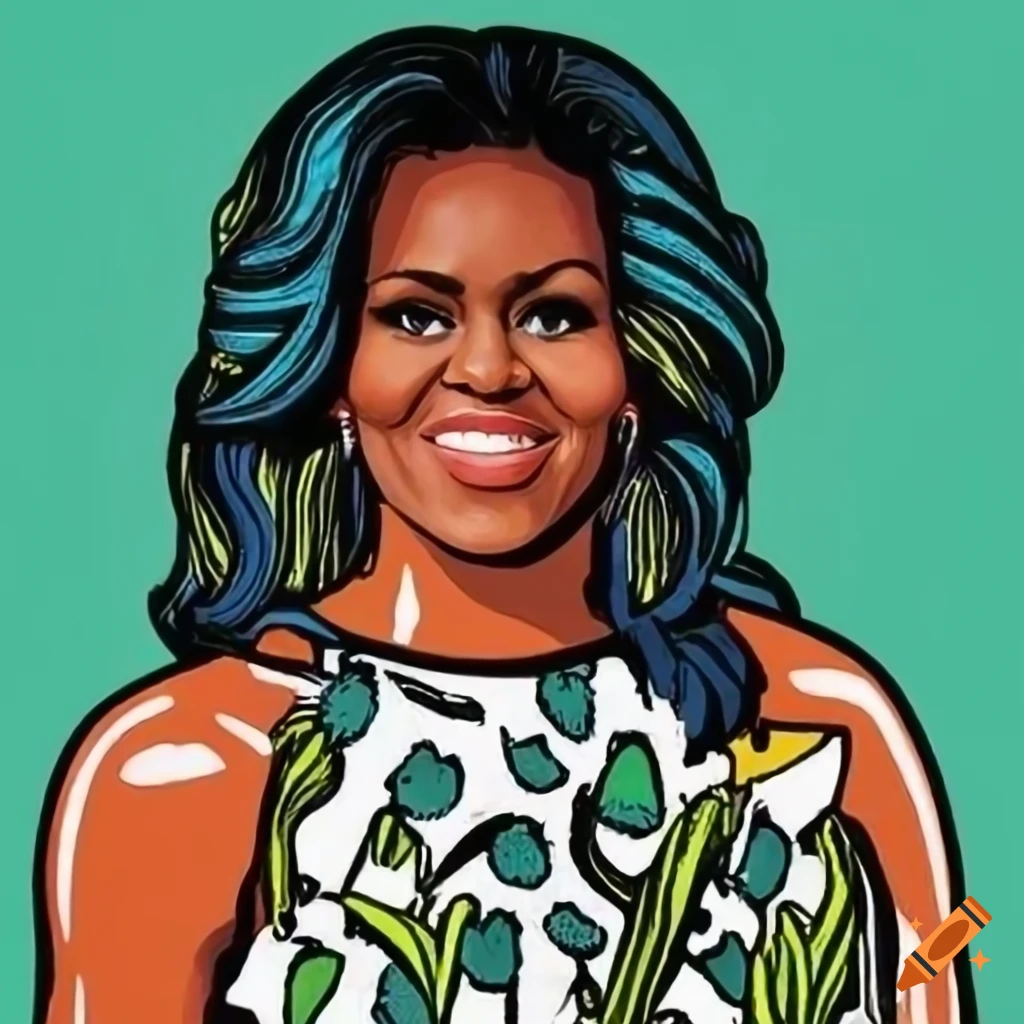 Artistic portrayal of Michelle Obama in the style of Roy Lichtenstein ...