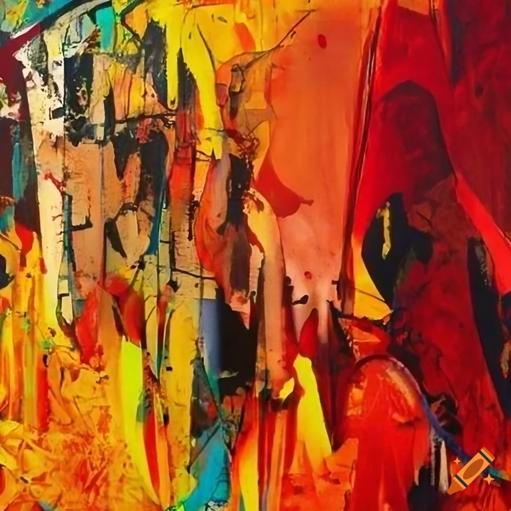 Abstract painting with chaotic yet balanced composition influenced by ...