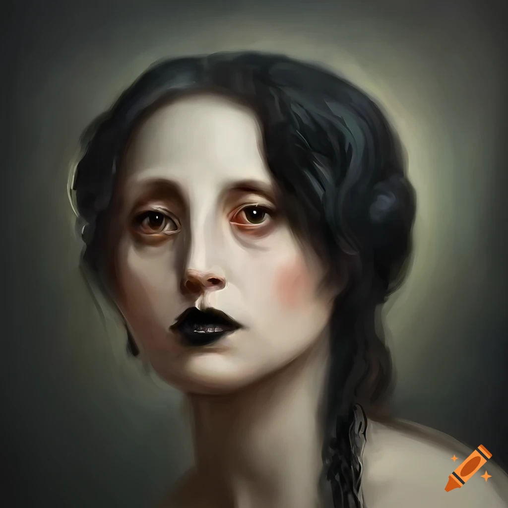 Abstract 19th century style profile portrait oil painting of a unique ...