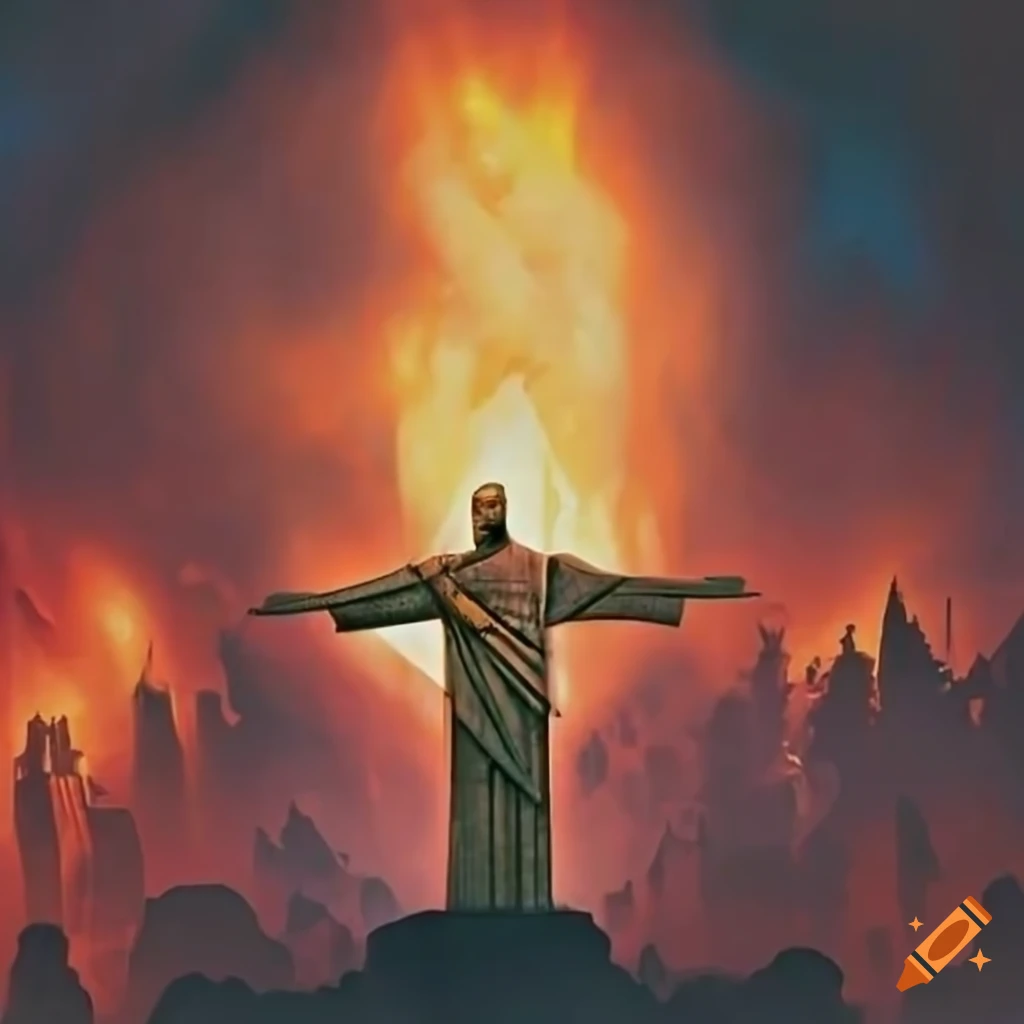 Symphonic Metal album cover art of Christ the Redeemer statue destroyed ...