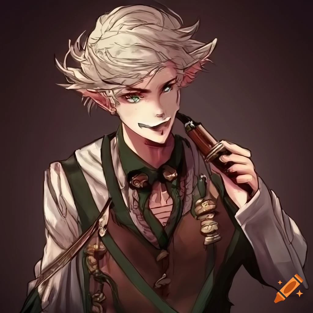 Young male fey with pirate pistols and intricate accessories on Craiyon