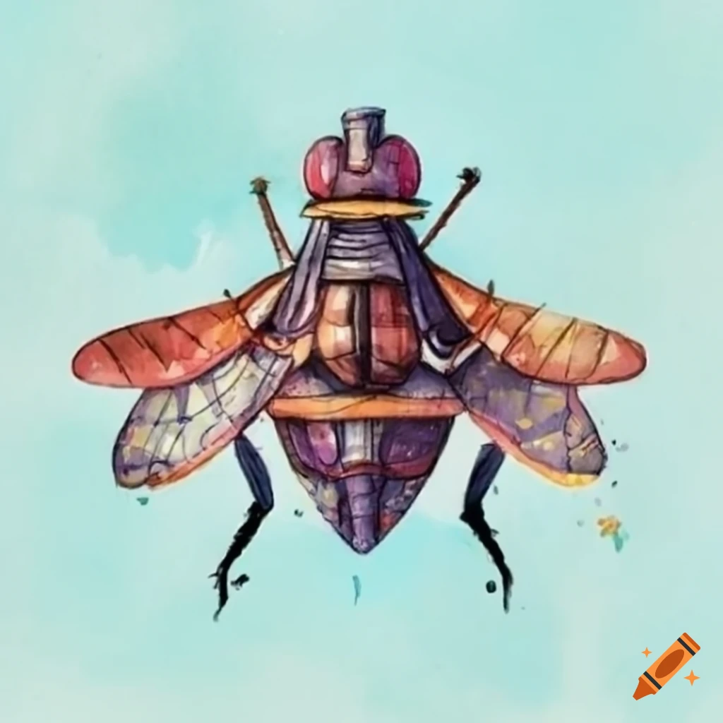 Sketch of a horsefly piloting an alien spaceship on Craiyon