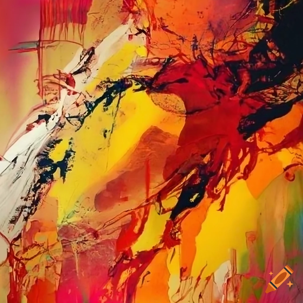 Abstract collage painting with orderly chaotic composition on Craiyon