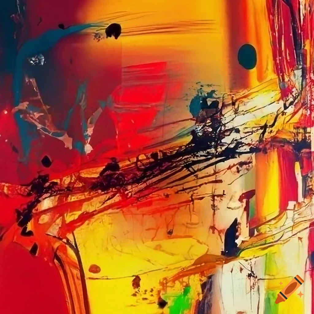 Abstract painting with chaotic yet balanced composition influenced by ...