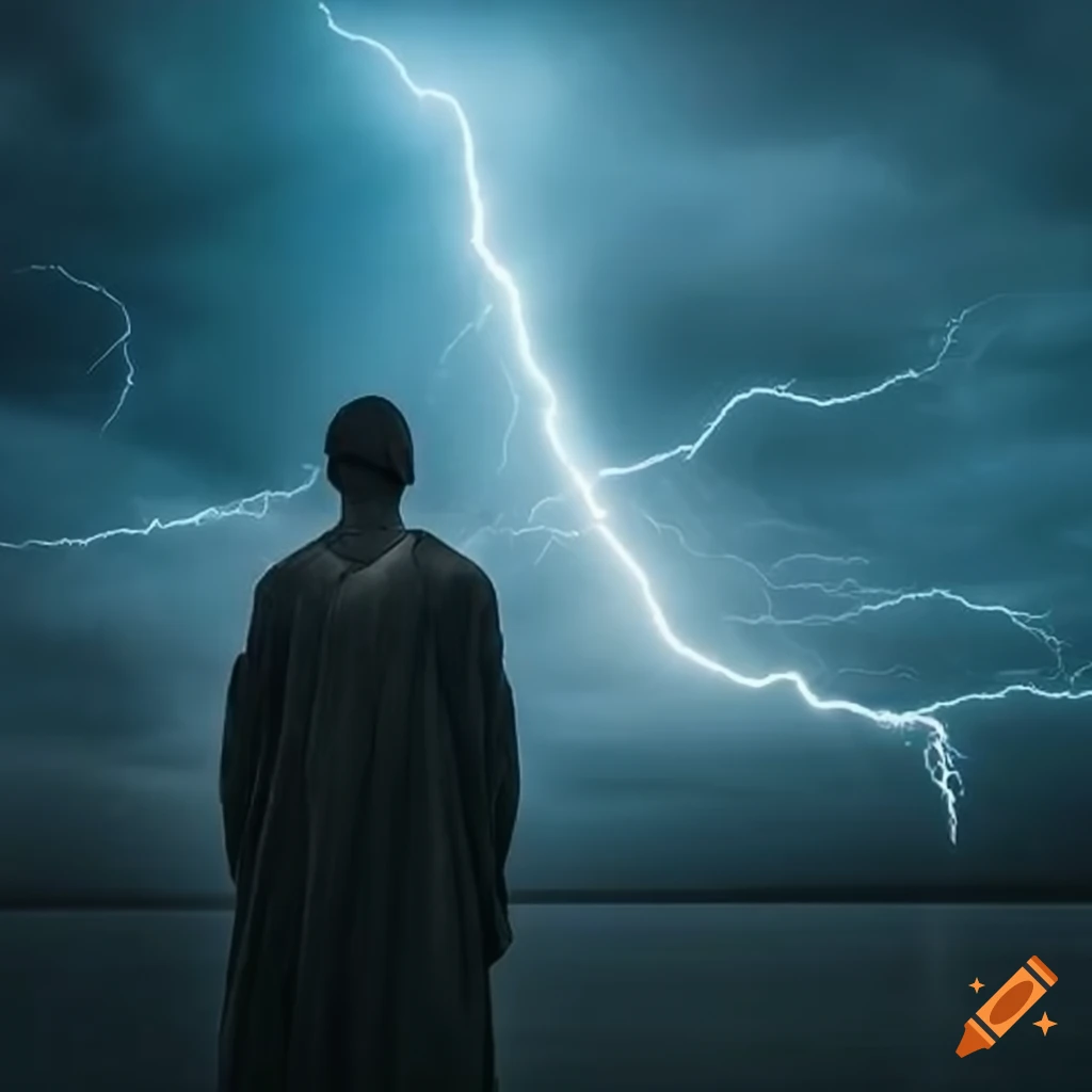 Strong person standing firm in a storm symbolizing resilience and power ...