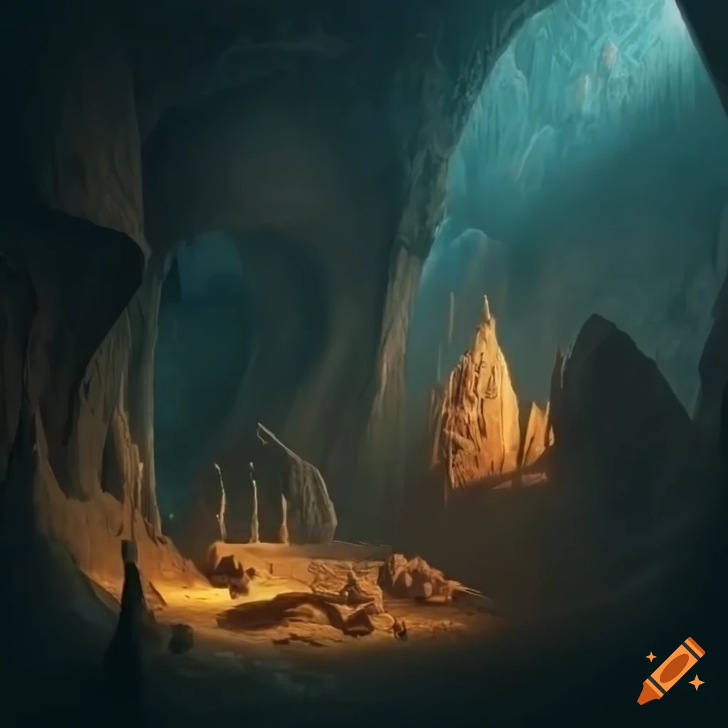 Realistic underground mine in a fantasy landscape on Craiyon