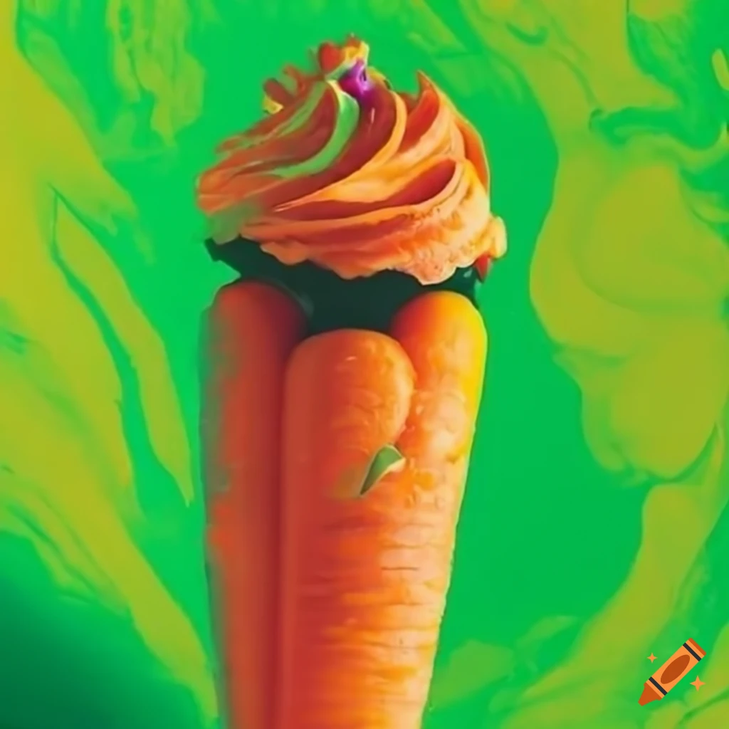 Carrots with neon-colored whipped cream on Craiyon