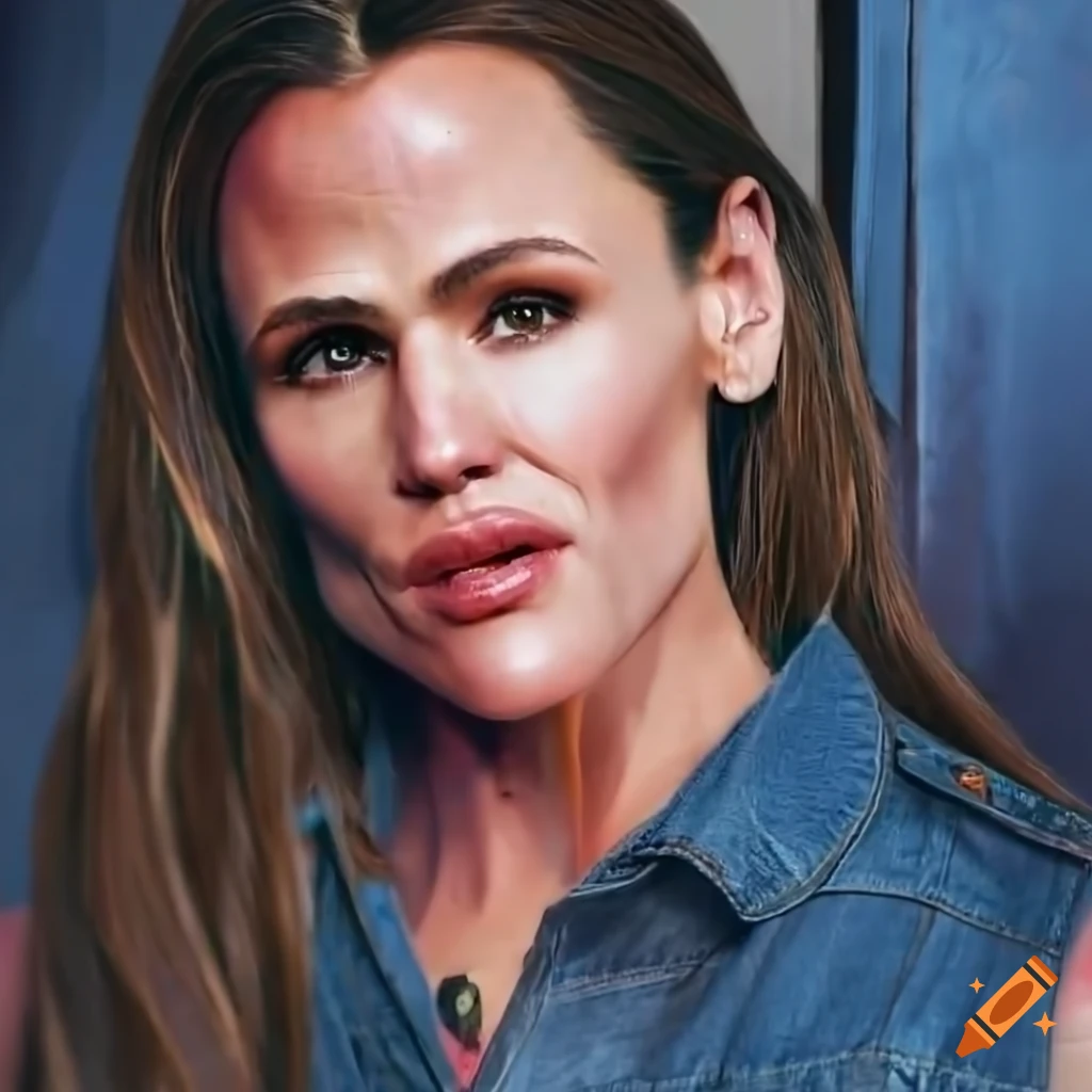 Actress Jennifer Garner lookalike in outlaw biker style outfit on Craiyon
