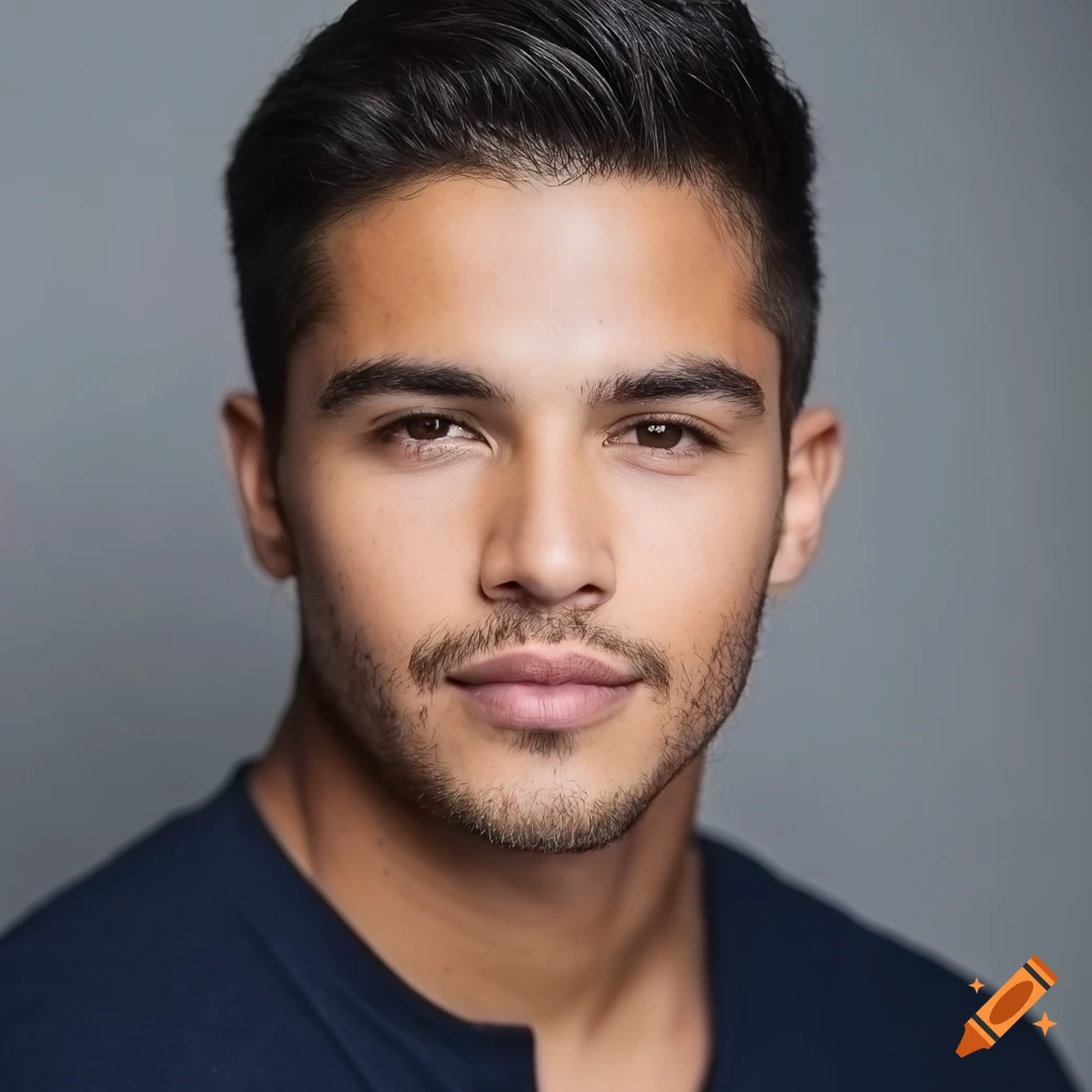 Portrait of a handsome 26-year-old Colombian man with brown eyes in ...