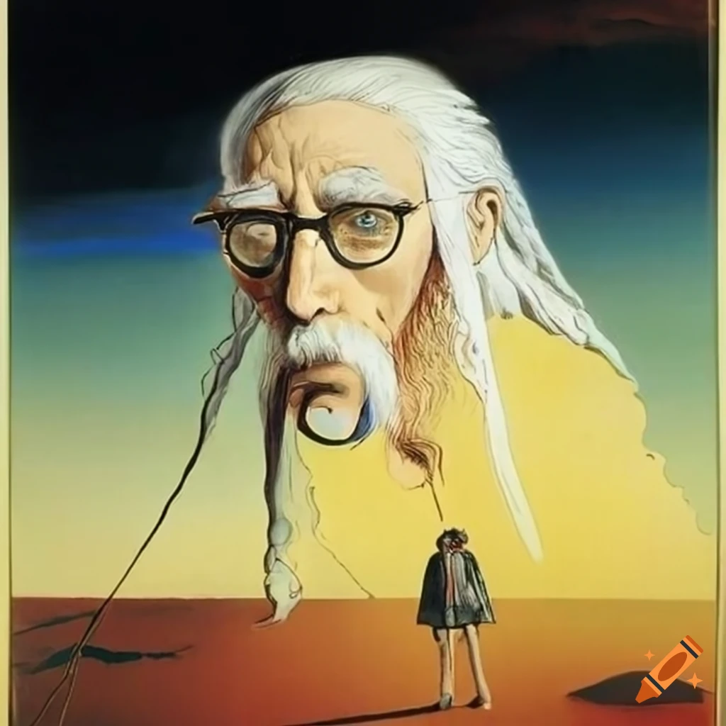 Old man with white hair and beard in a surreal land of lost souls by ...