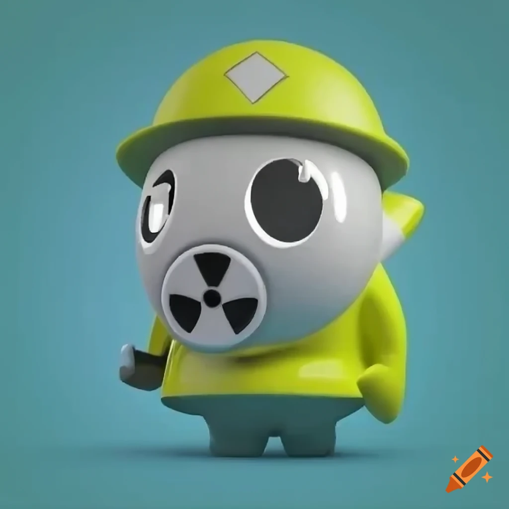 3d render of a shy-guy inspired nuclear waste containment mascot on Craiyon