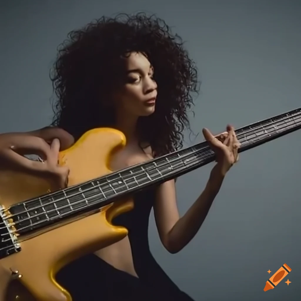 Talented musician playing bass guitar on Craiyon