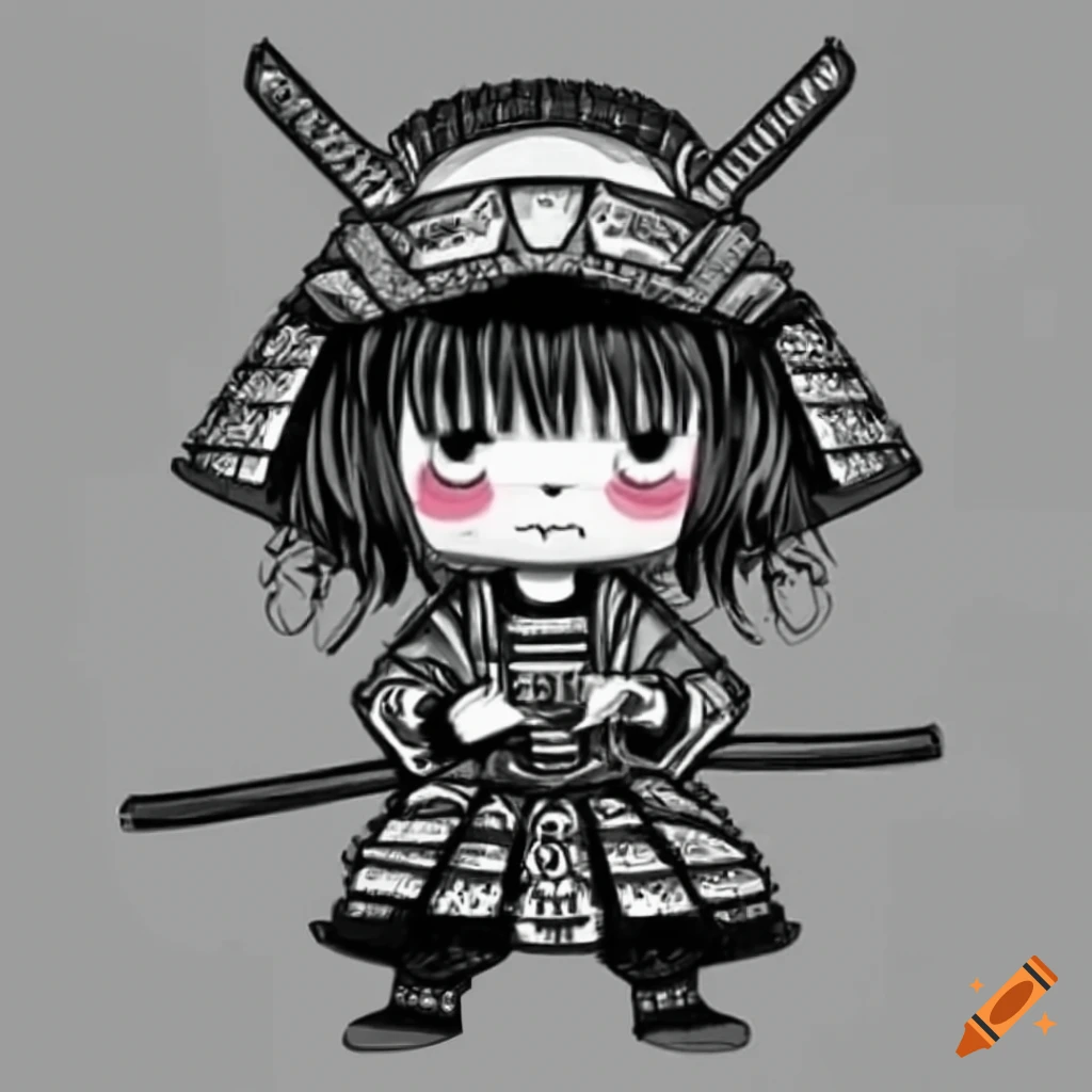 Friendly samurai illustration, chibi style, perfect for coloring books ...
