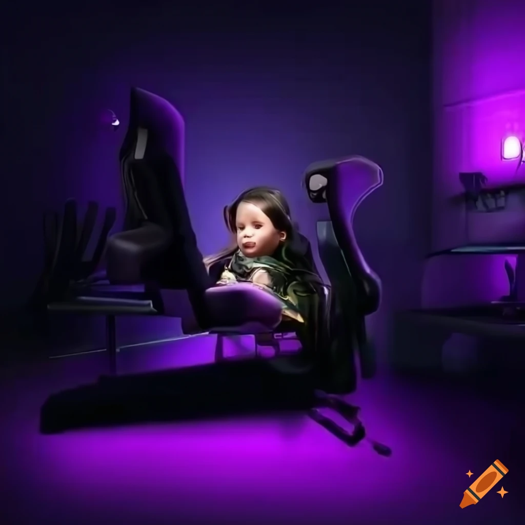 Long hair kid playing CS:GO on PC with purple-black theme and gaming ...