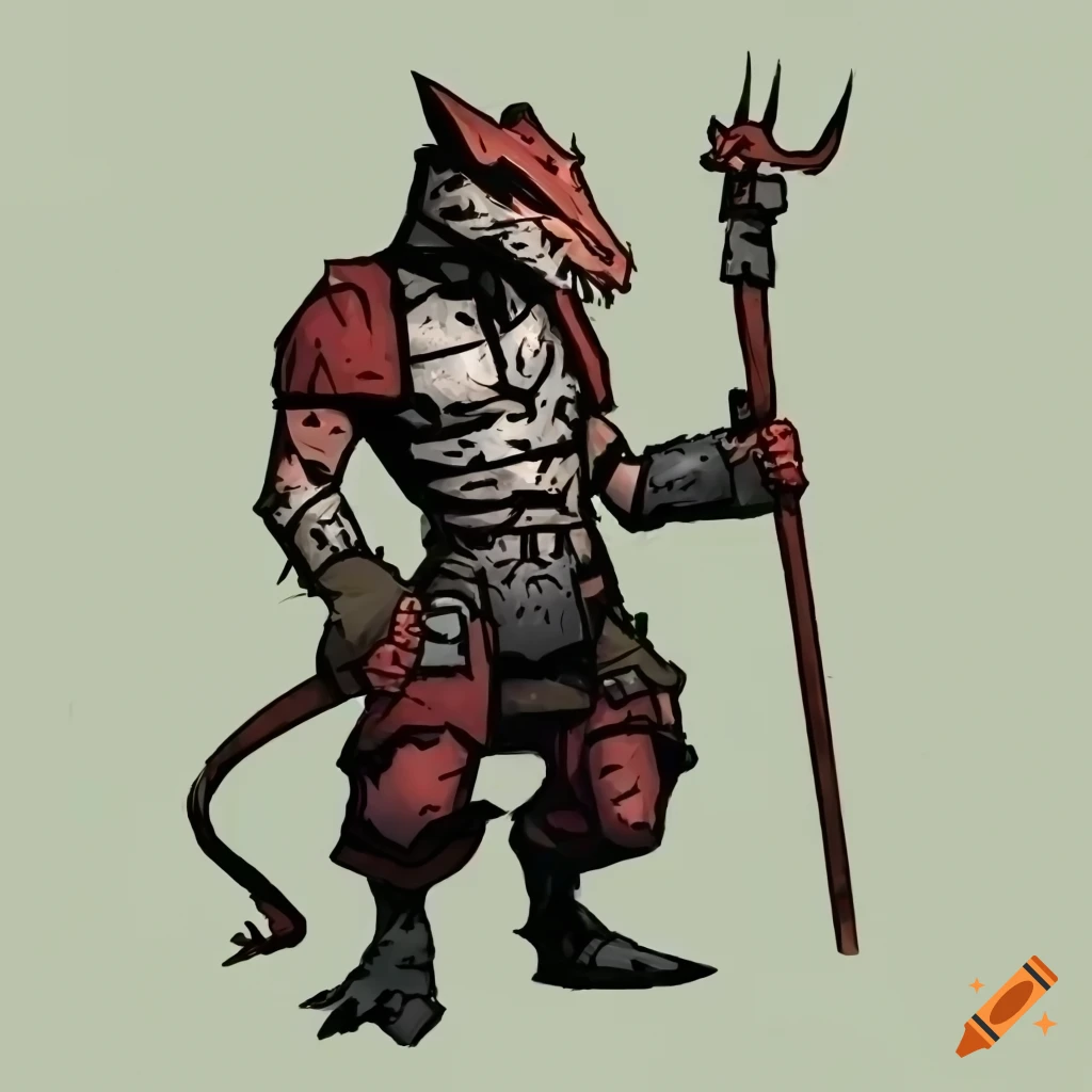 Darkest Dungeon style full body drawing of a kobold on Craiyon