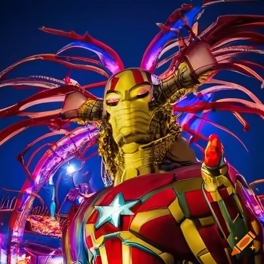 Avengers festivities at a vibrant carnival on Craiyon